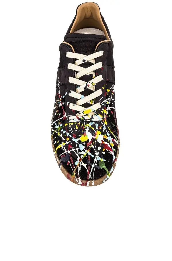 Maison Margiela White & Black Paint Replica Sneakers - Black
